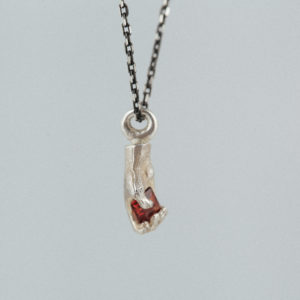 Heart | Silver Hand Pendant with Garnet | Dovile Bertulyte